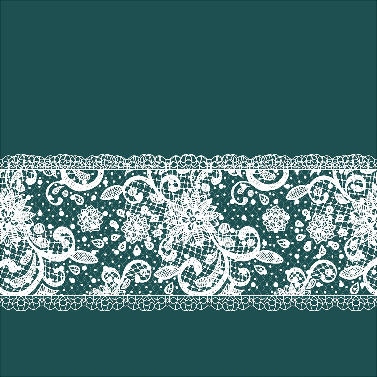 Emerald Green White Lace Line wallpaper | Happywall