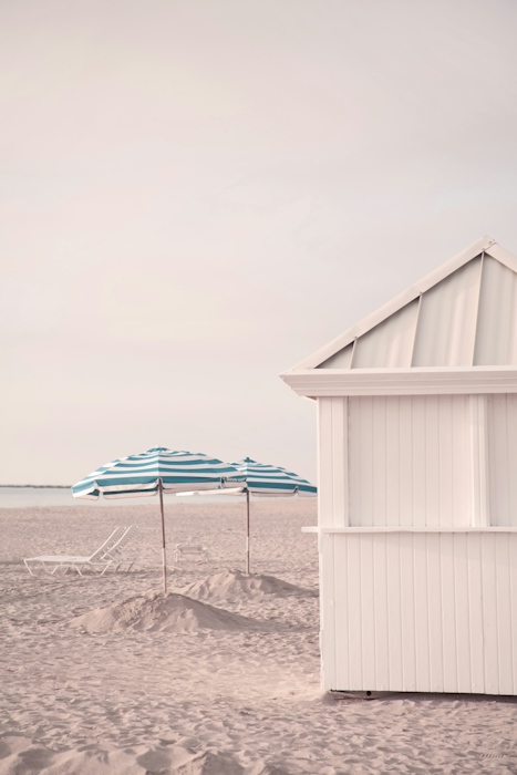 Miami Beach Pastel Striped Umbrella Wallpaper