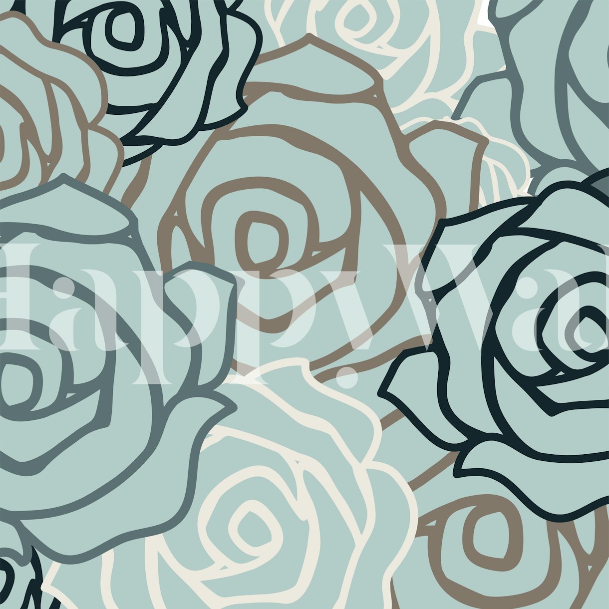 Buy Duch Egg Blue Rose Pattern Wallpaper | Happywall