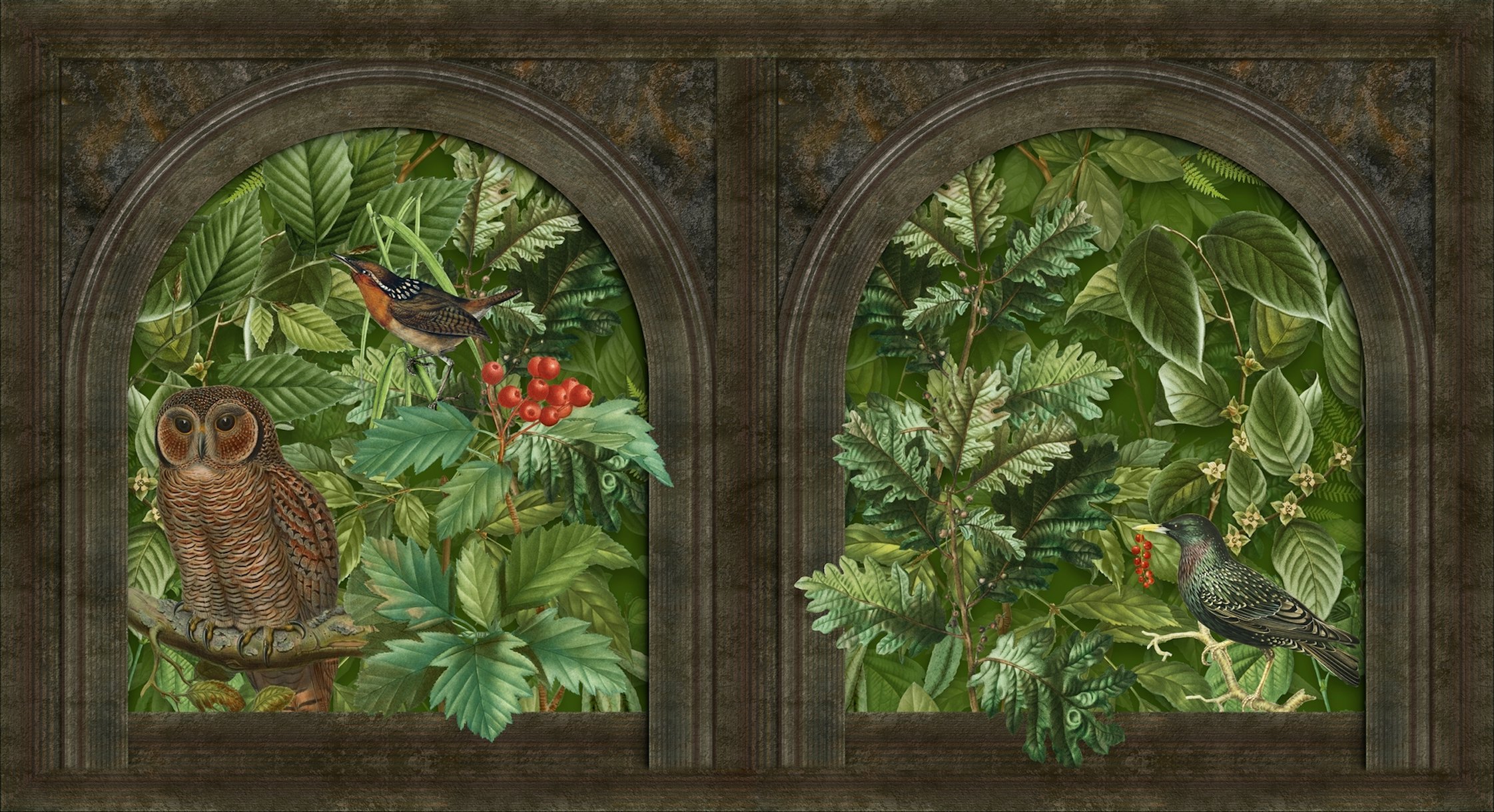 Window with Owl Wallpaper | Happywall