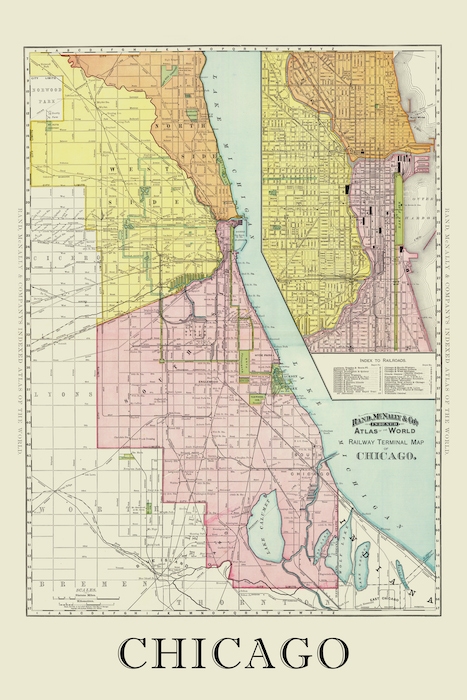 Vintage Chicago Map Wallpaper