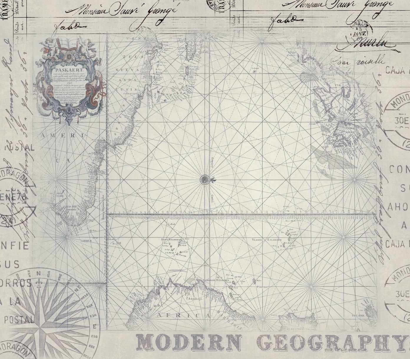 Vintage Maps Collage Art wallpaper - Happywall