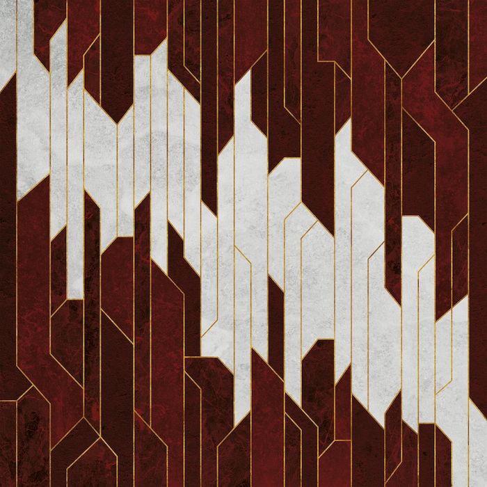 Dark Ruby and White Marble Geo Wallpaper | Happywall