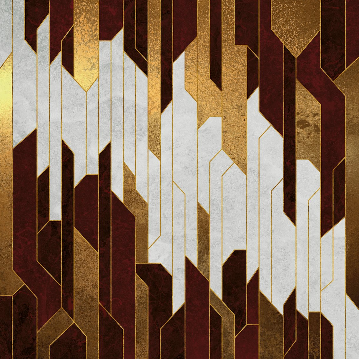Ruby and Gold Abstract Towers wallpaper - Happywall