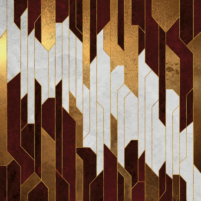 Ruby and Gold Abstract Towers Wallpaper - Buy Online | Happywall