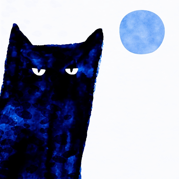 Moon Cat Minimalism Wallpaper - Happywall