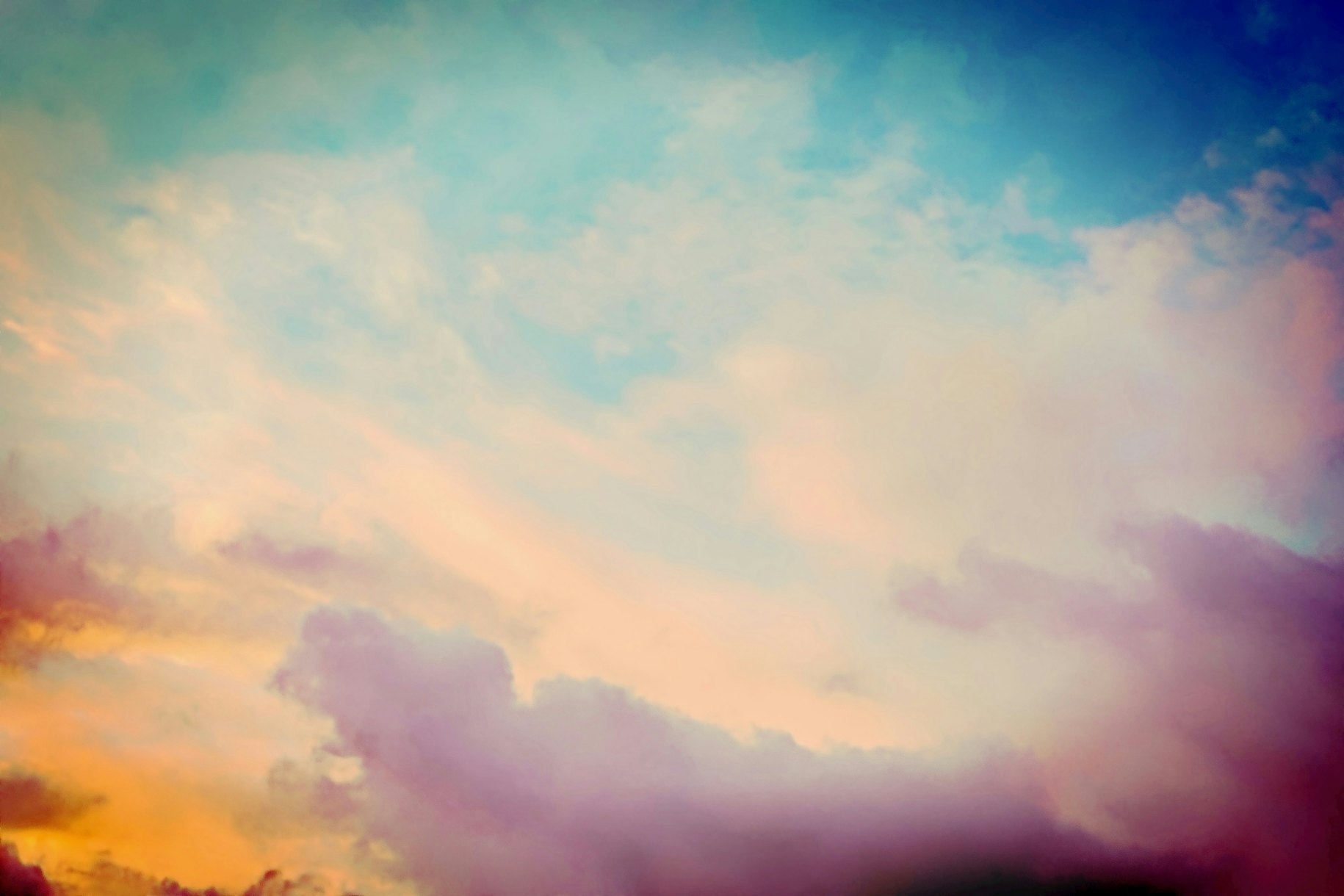 Soft Turquoise Sunrise Clouds Wallpaper | Happywall