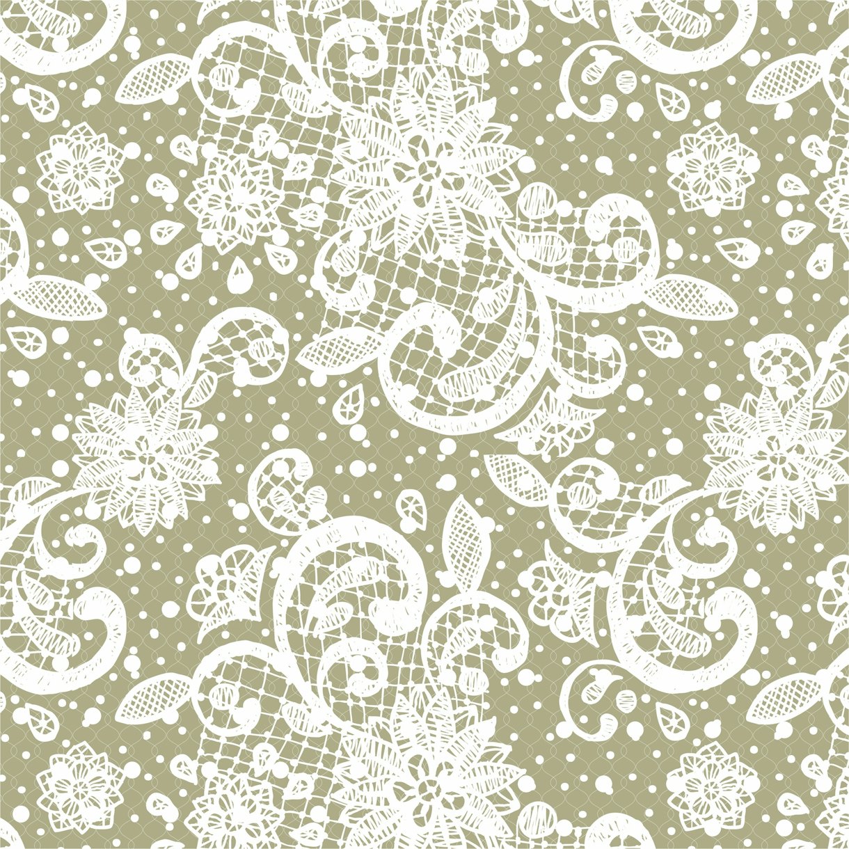 Boho Pastel Green Olive Lace Wallpaper | Happywall
