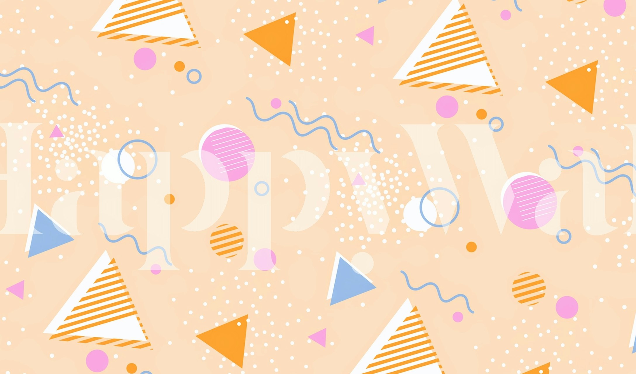 Orange Happy Pastel Geometric wallpaper | Happywall