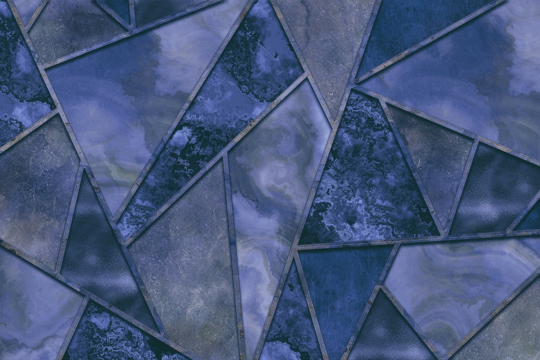 Navy Blue Marble Triangles wallpaper - Happywall