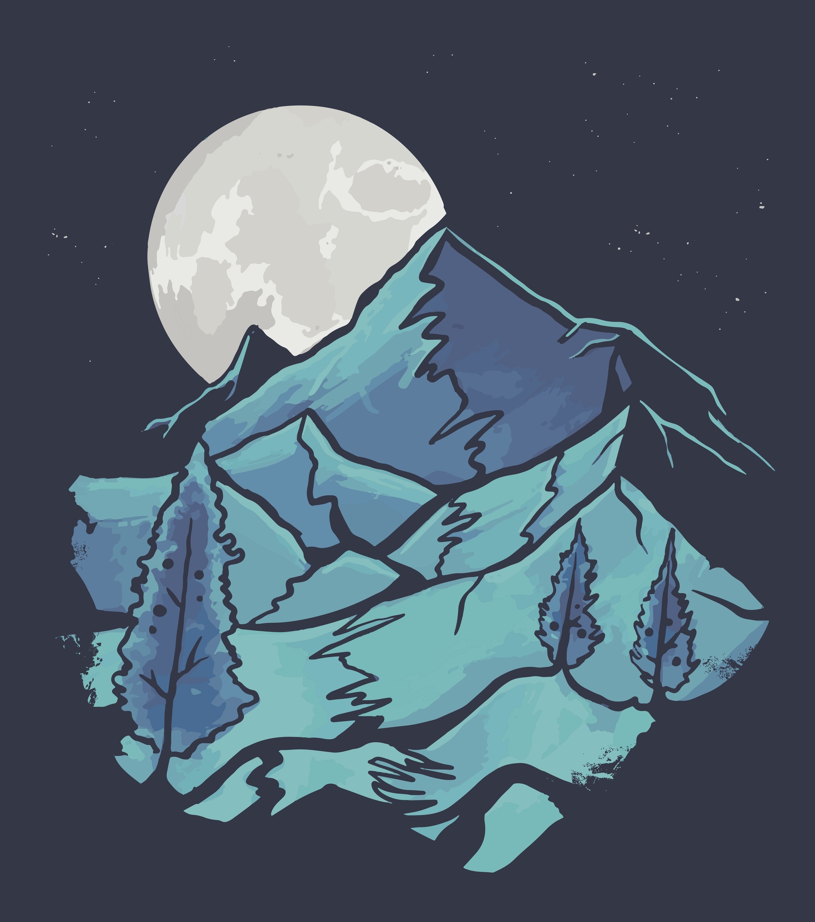 Moody Moon Mountains wallpaper - Happywall