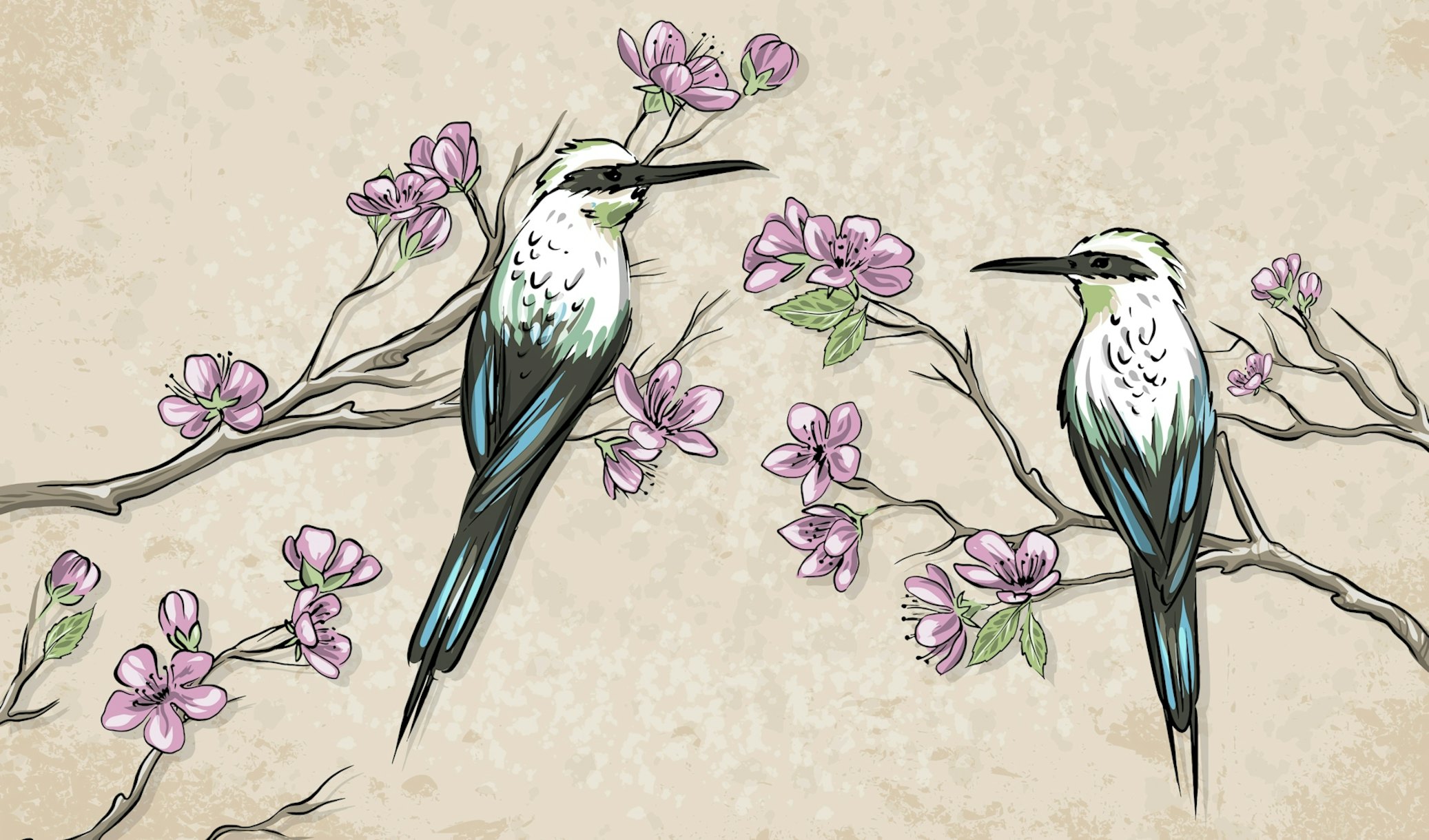 Japanese Birds Wallpaper - Happywall