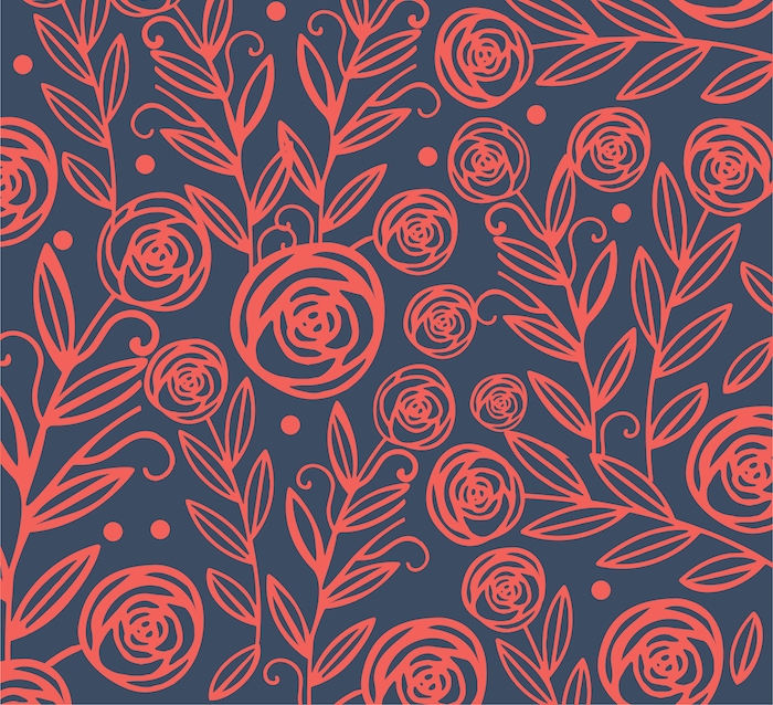Indigo Blue Red Roses Flower Wallpaper | Happywall