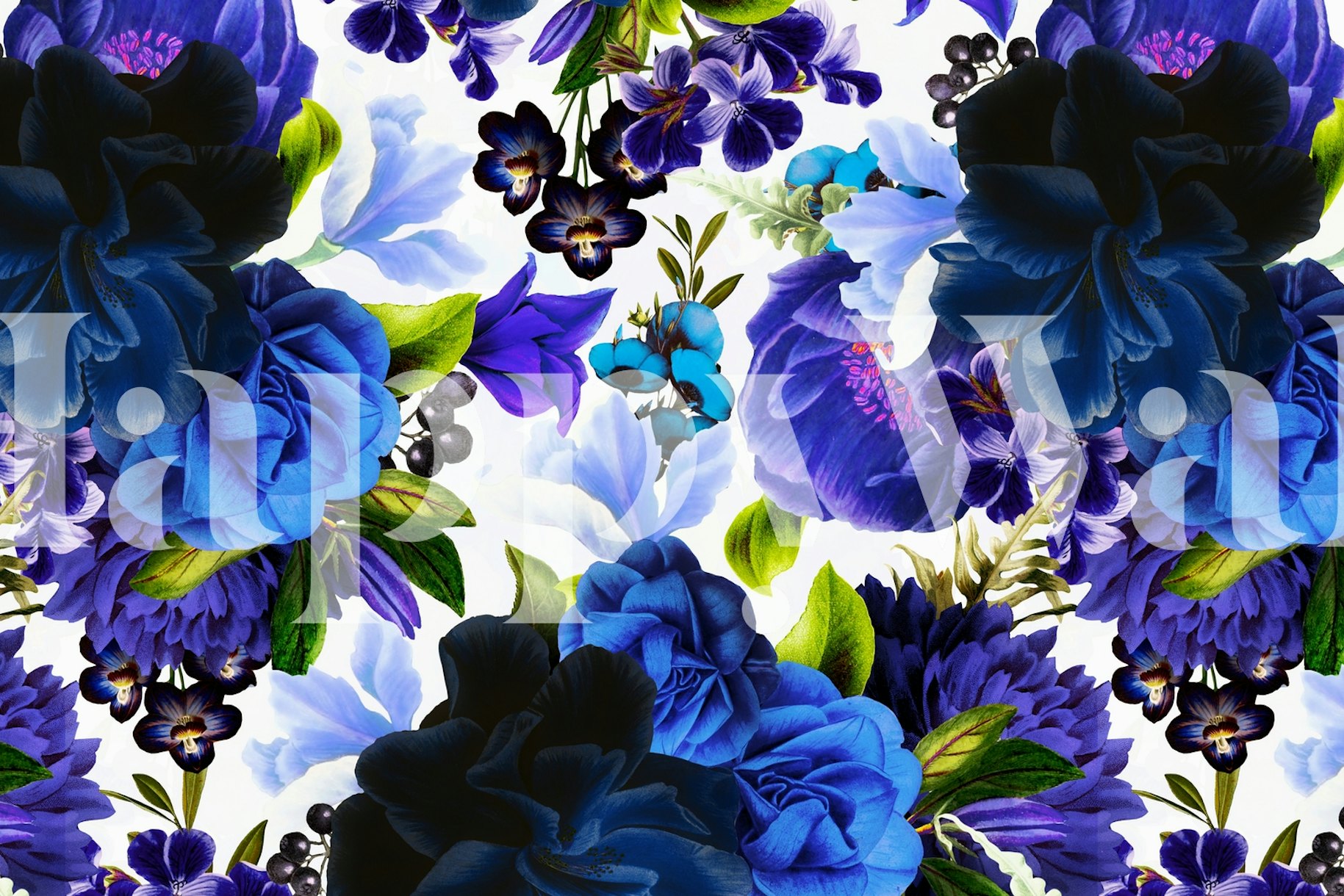 Lush Blue Baroque Garden wallpaper - Happywall