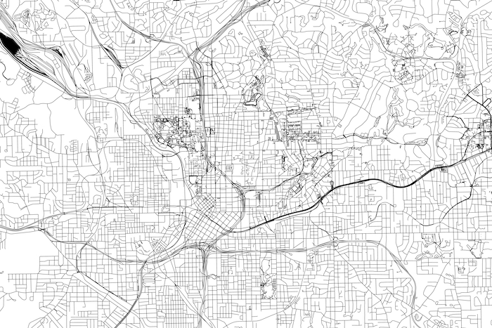 Detailed Atlanta Map Wallpaper | City Landmark Wall Mural