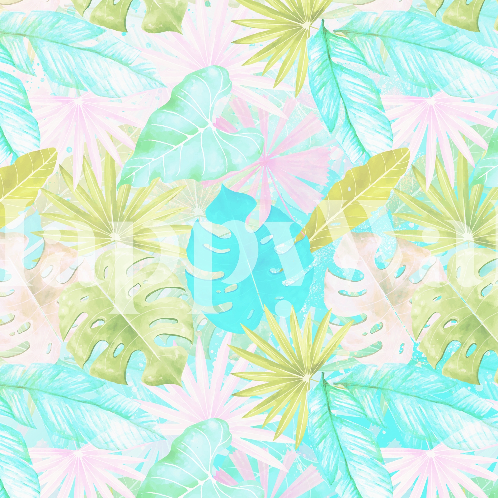 Tropical Pastel Leaf Wallpaper
