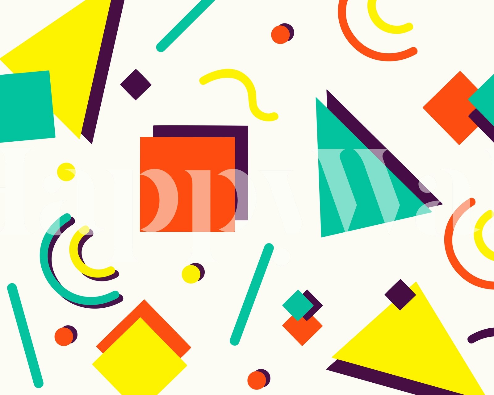 Retro Memphis Geometric Shapes Wallpaper – Buy Online | Happywall
