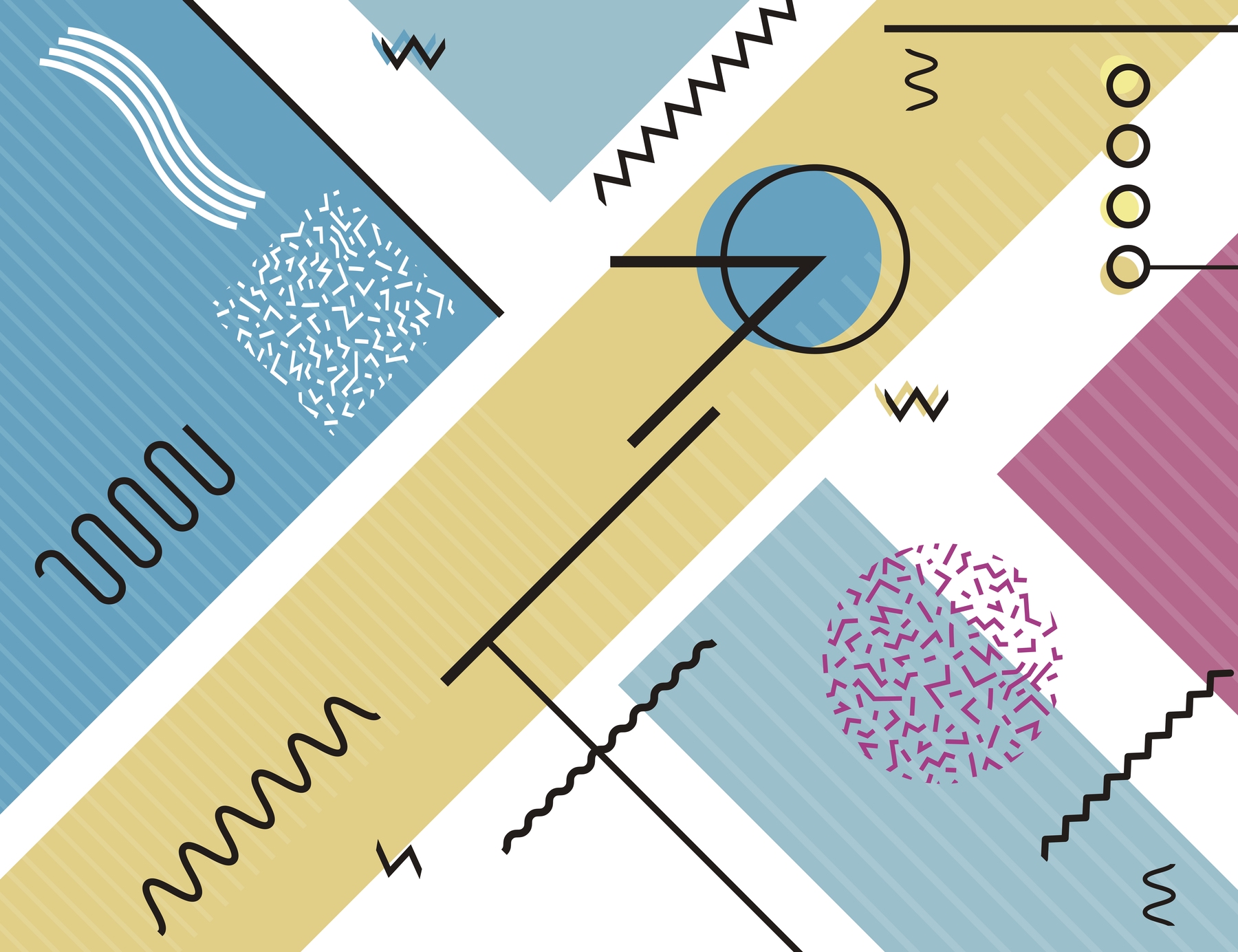 Vintage Geometry Abstract Pop Wallpaper - Buy Online | Happywall