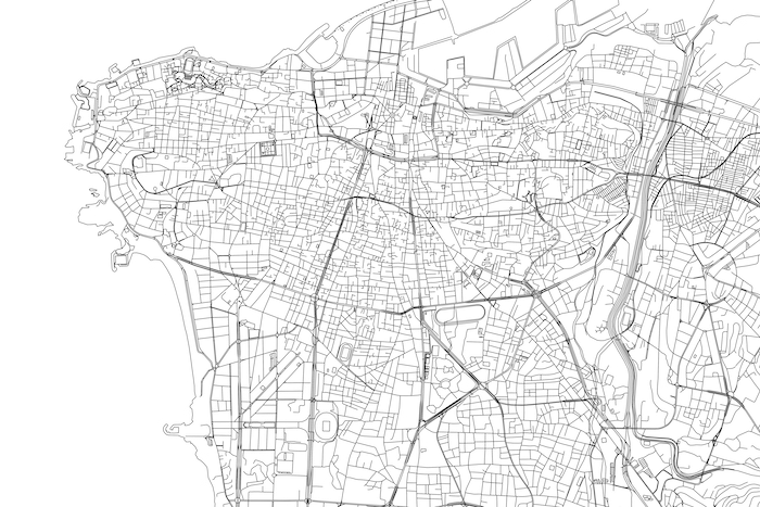 Beirut Map Outline Wallpaper