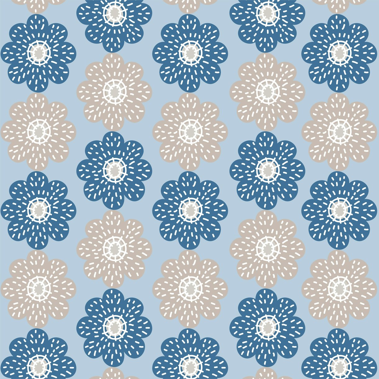 Sky Blue Daisy Pattern Wallpaper | Happywall