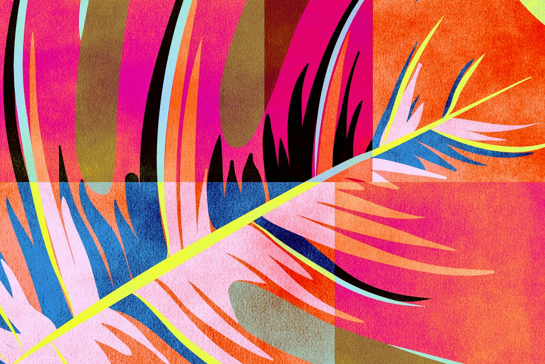 Tropical Pop Art Monstera Leaf wallpaper - Happywall