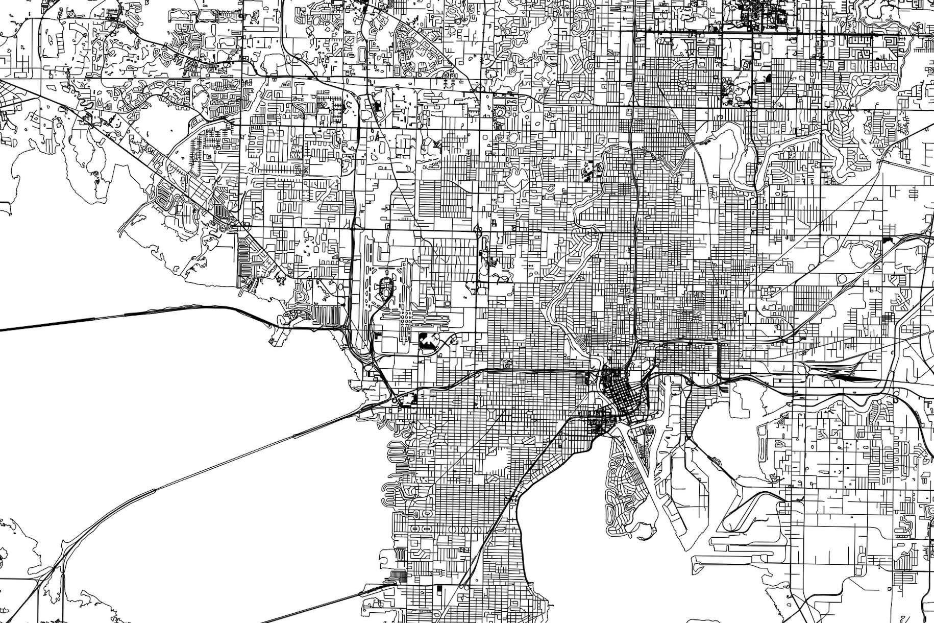 Tampa Map Wallpaper Mural - High-Quality Wall Transformation | Happywall