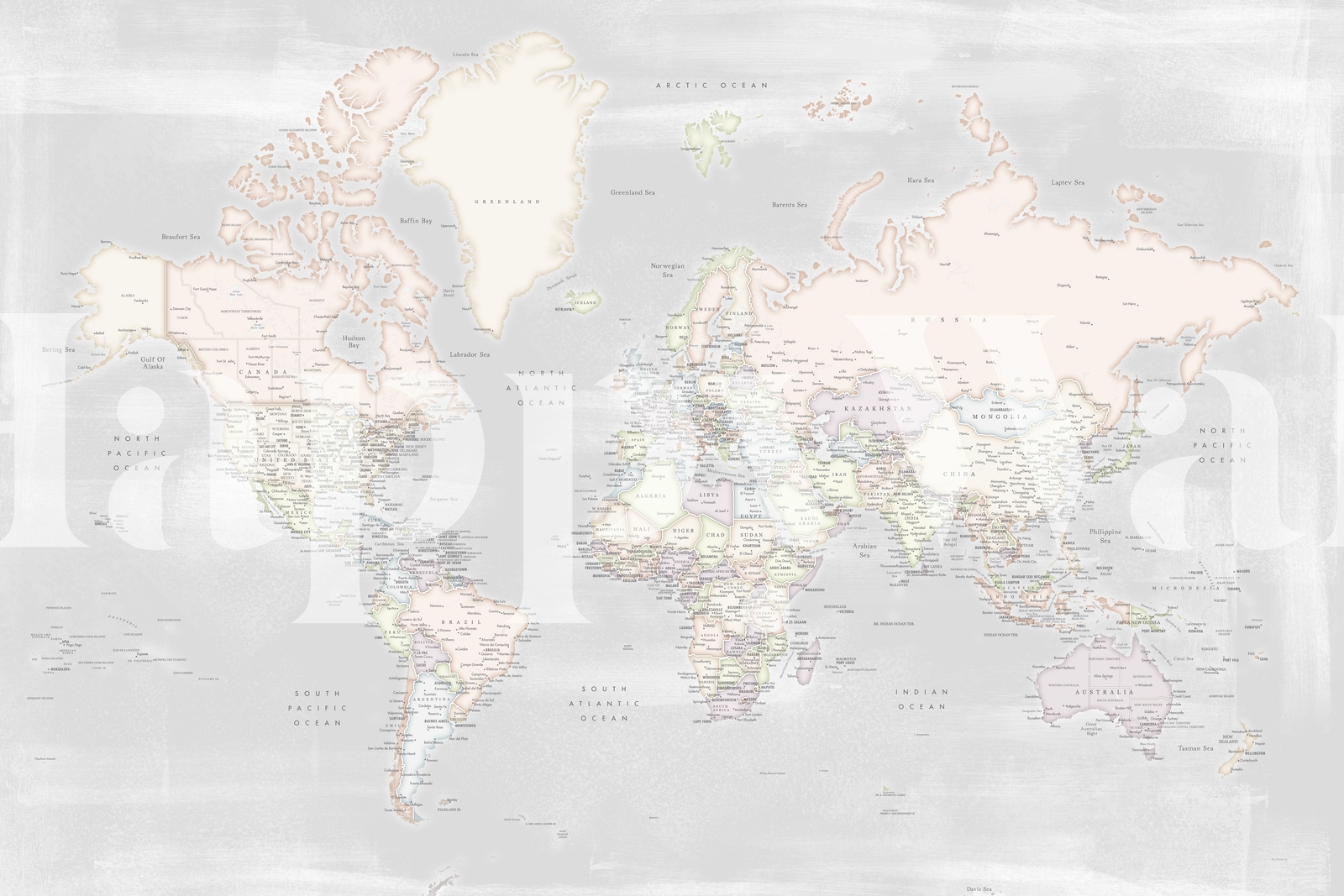 World Map Wallpaper for Home Office Decor