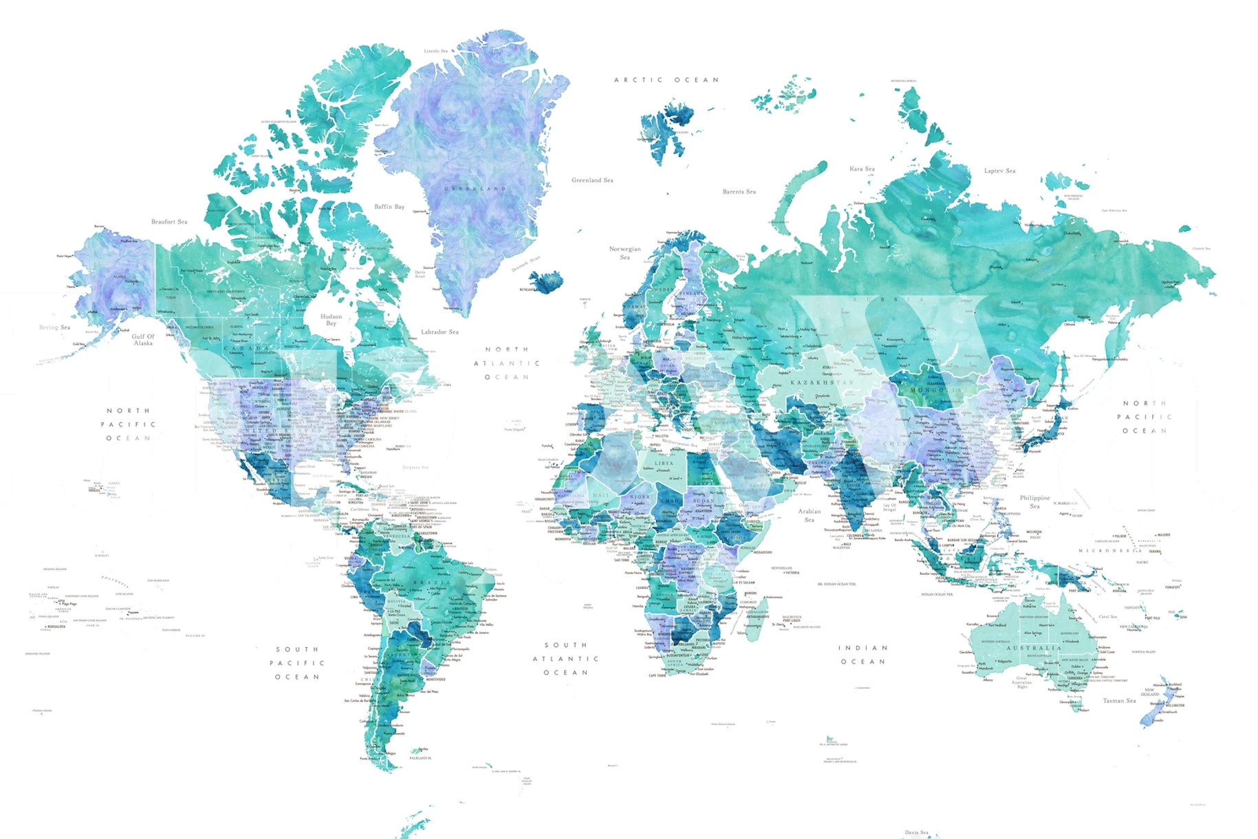 Caribbean Map World Wallpaper Mural | Detailed Quality - Happywall