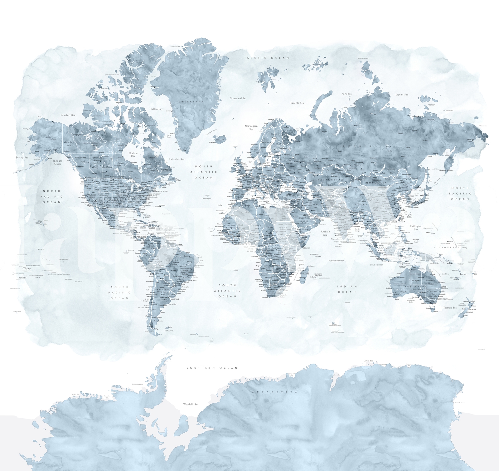 World Map Jacq Antarctica Tapet | Happywall