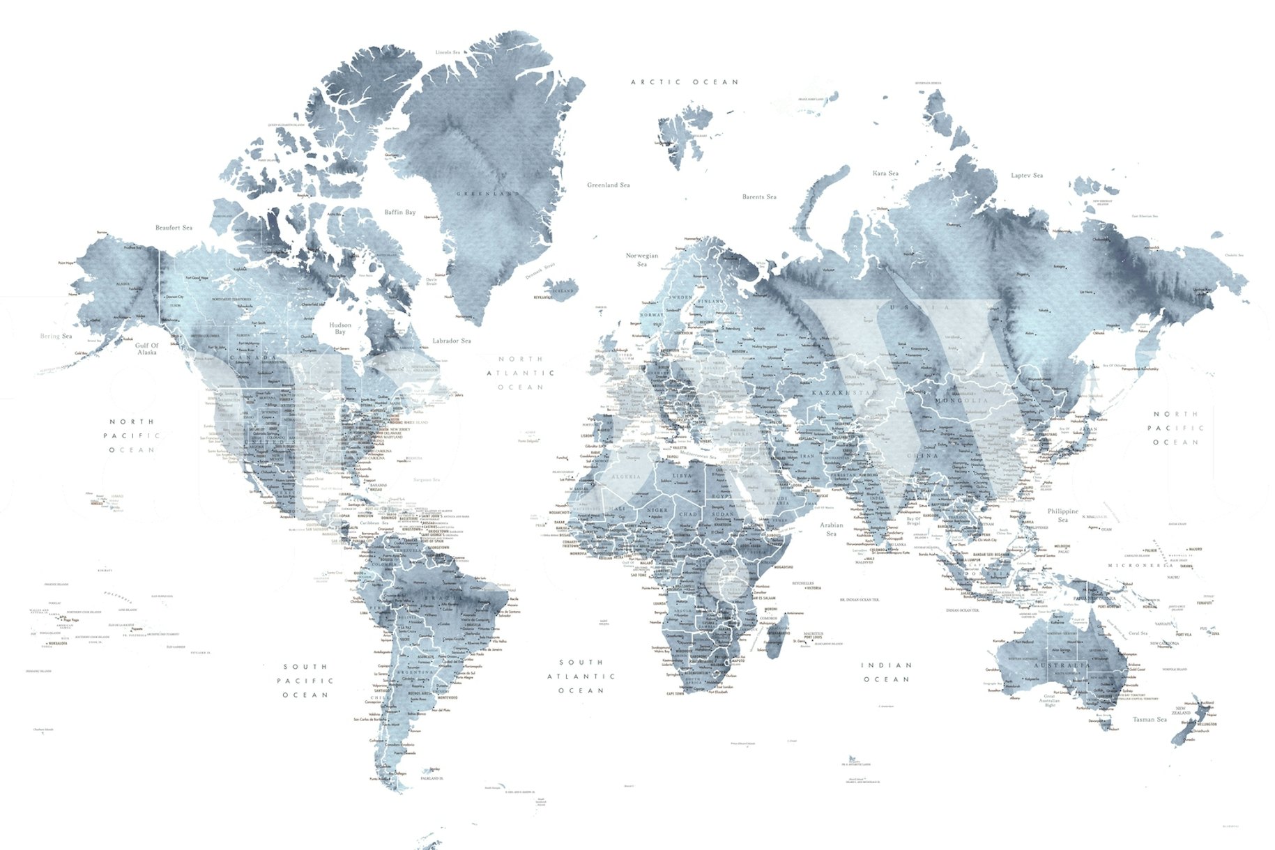 Detailed World Map Lazer Wallpaper - Buy Online | Happywall