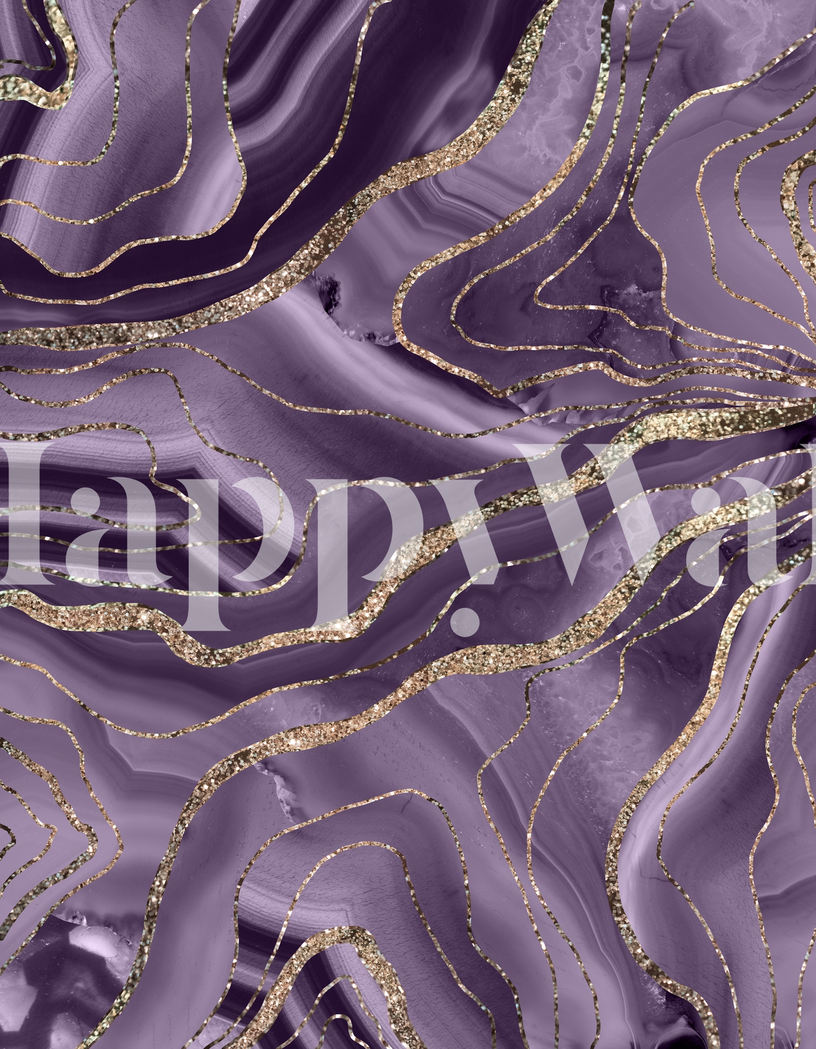 Lavender Agate Gold Glitter Wallpaper