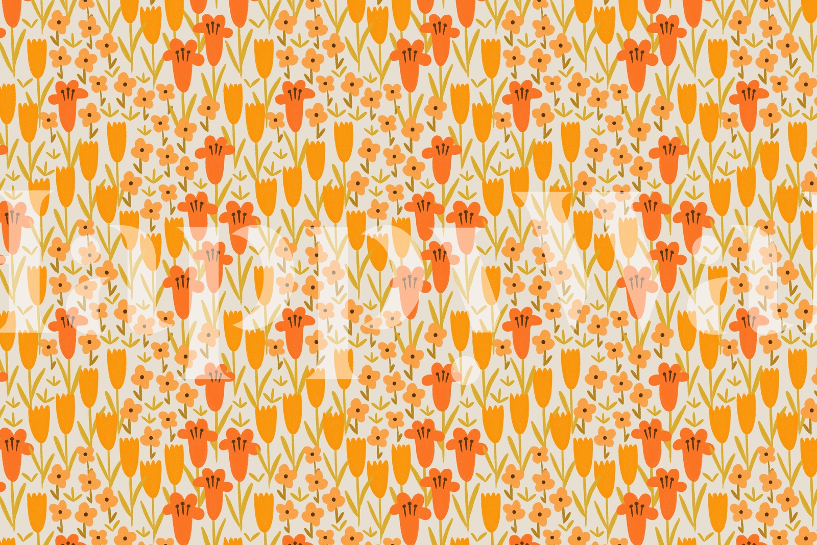 Orange Florals Wallpaper - Buy Online | Happywall