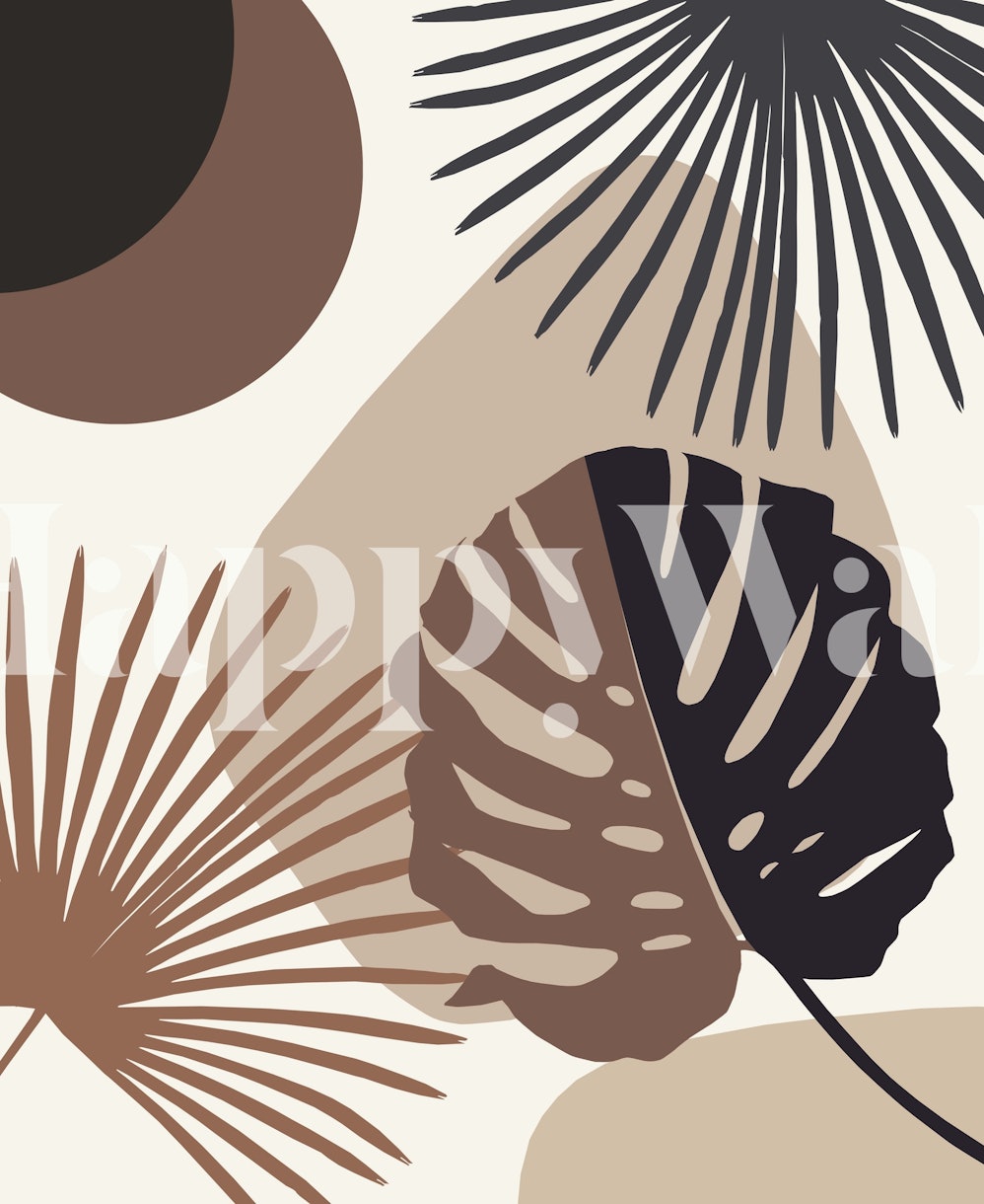 Yin Yang Monstera Fan Palm 6 Wallpaper | Happywall.com