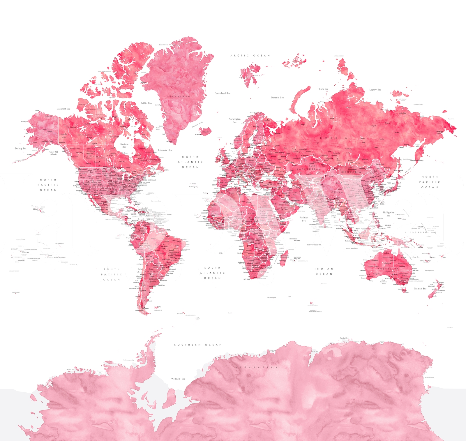 Pink World Map Wallpaper for Bold Decor