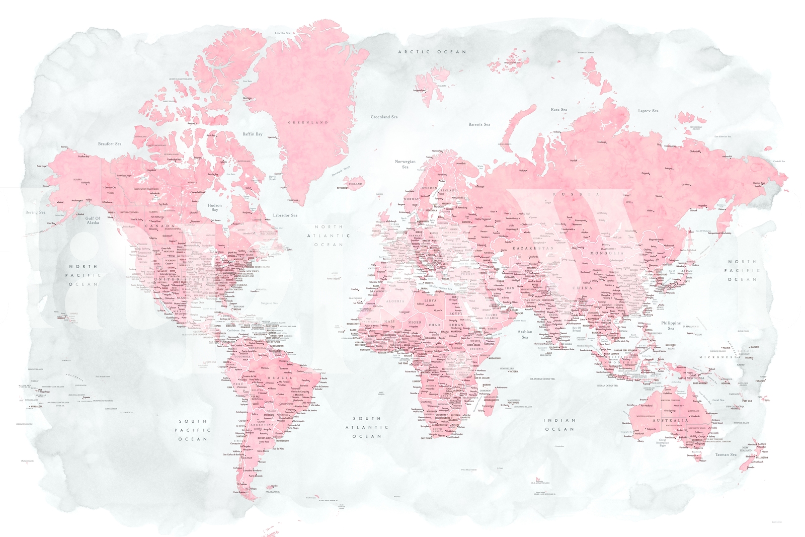 Pink World Map Wallpaper for Kids Rooms