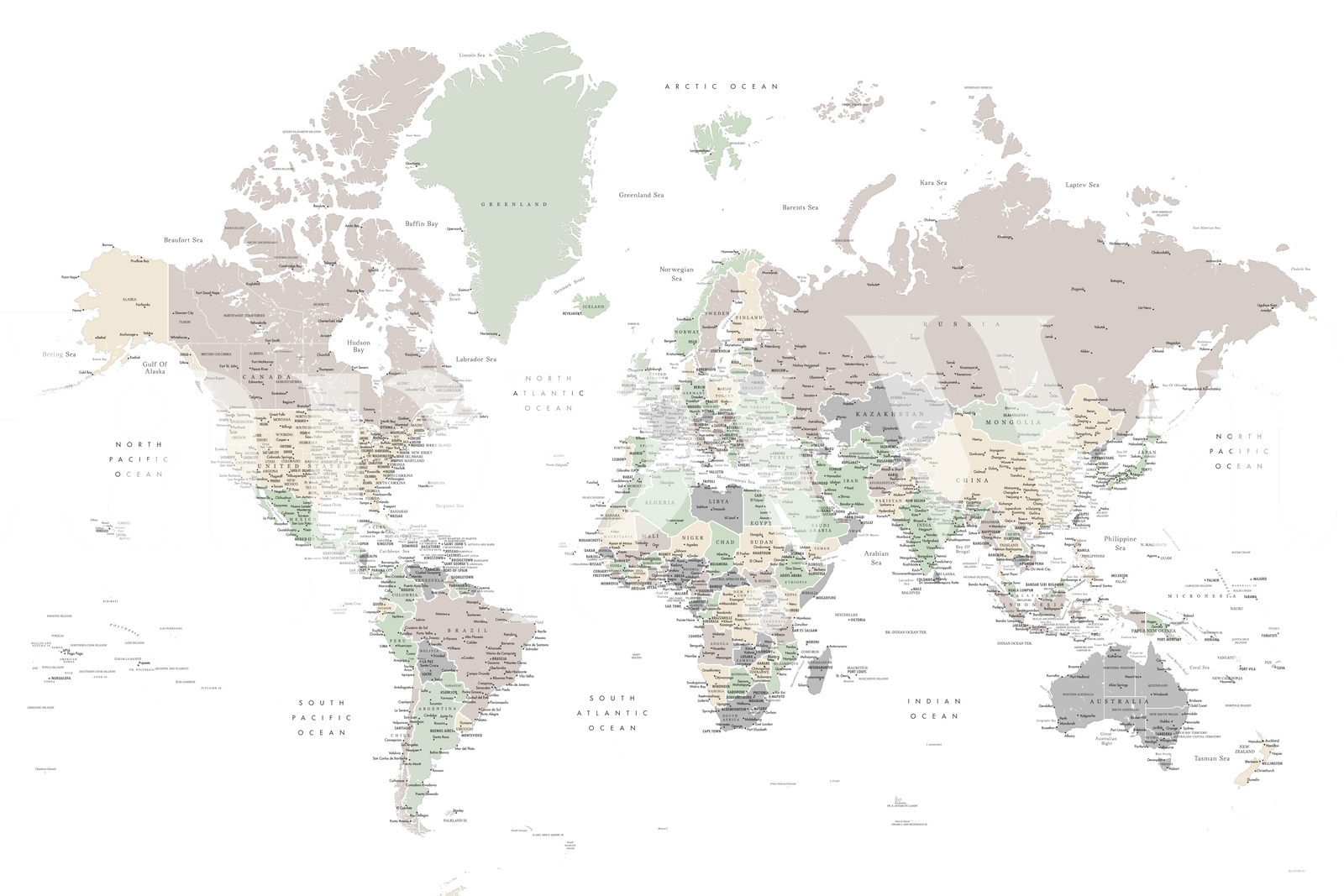 Detailed World Map Anouk Wallpaper - Buy Online | Happywall