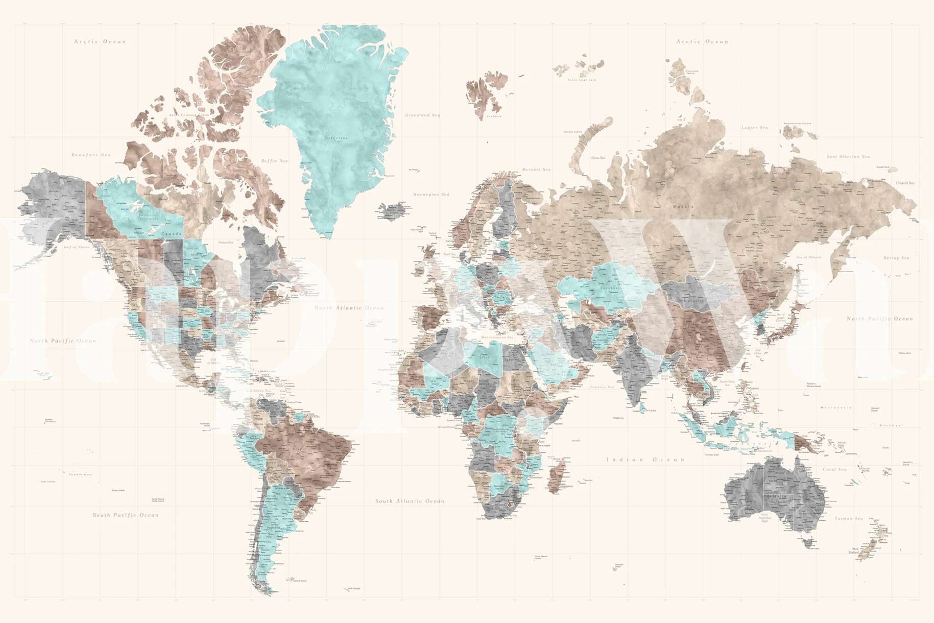 High detail world map Romy wallpaper - Happywall