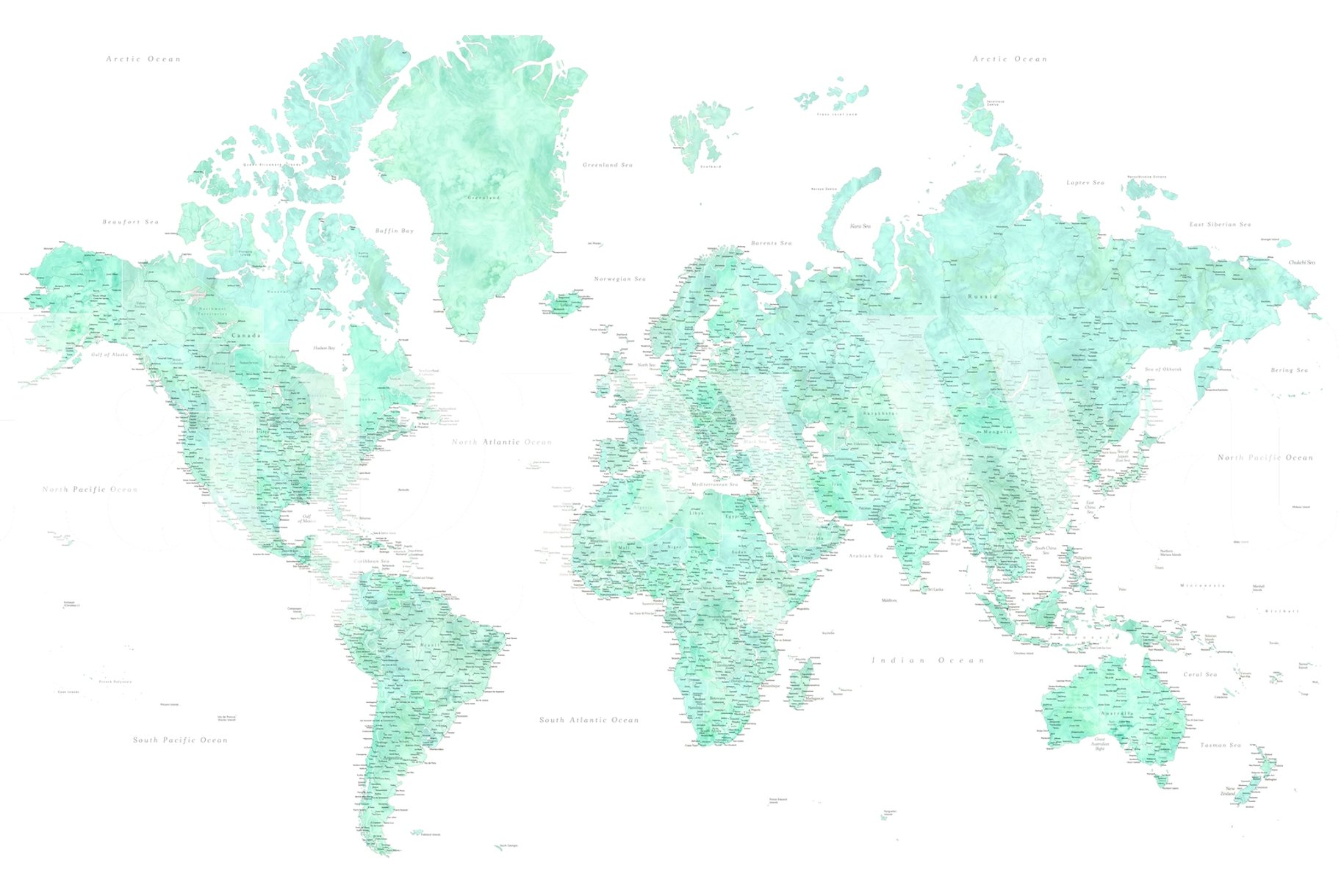 High Detail World Map Dawn Wallpaper | Happywall.com