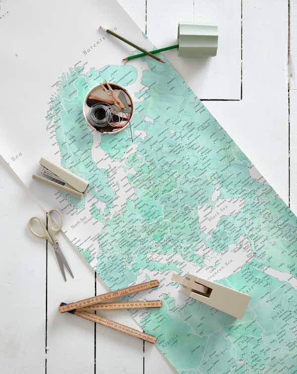 Buy High detail world map Dawn wallpaper - Free shipping