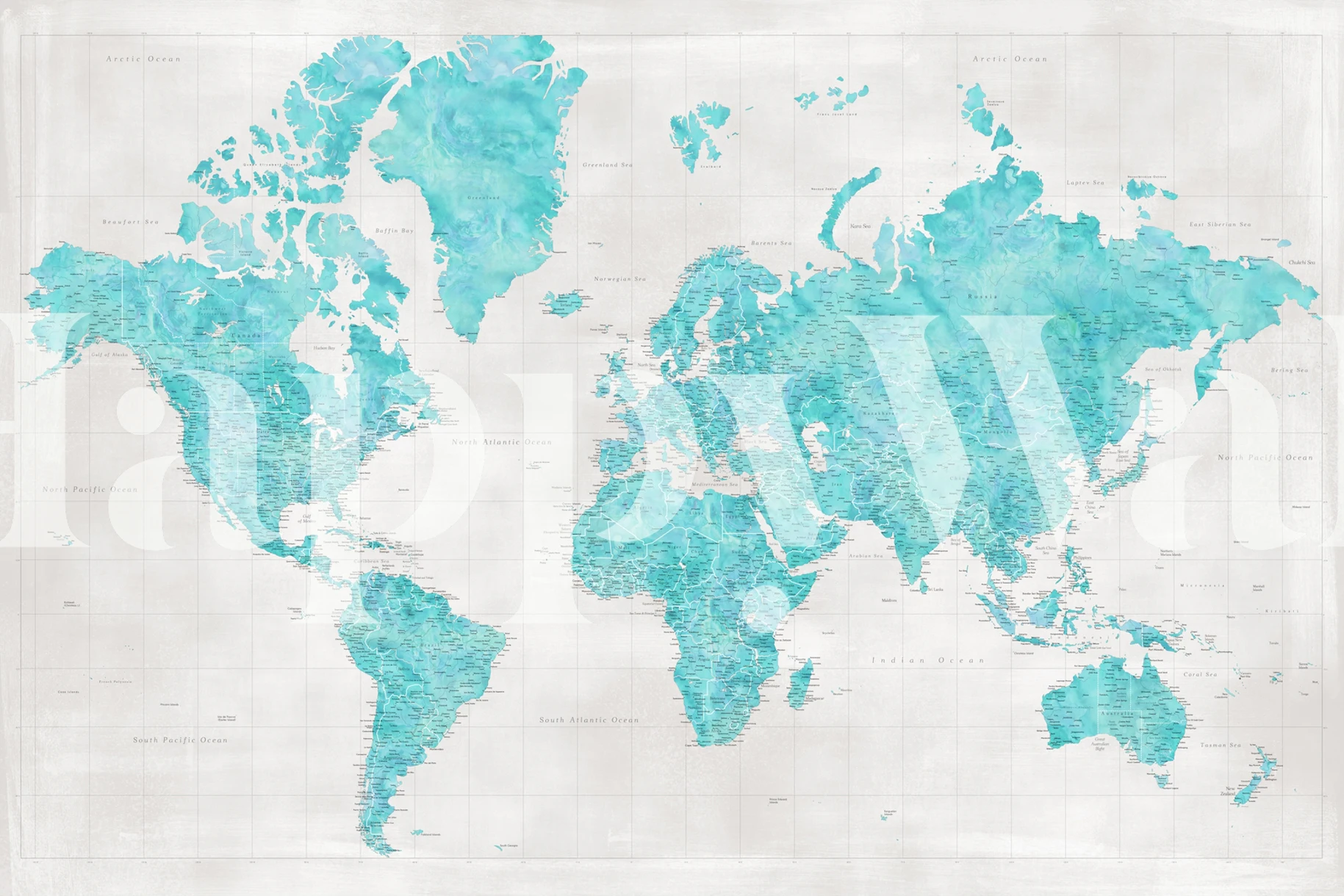 High Detail World Map Harriet Wallpaper | Happywall