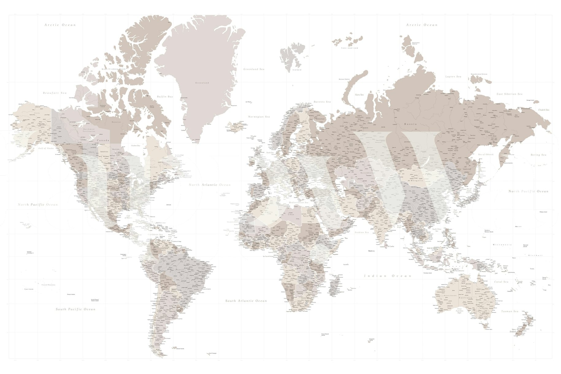 High Detail World Map Chelsea Wallpaper - Happywall