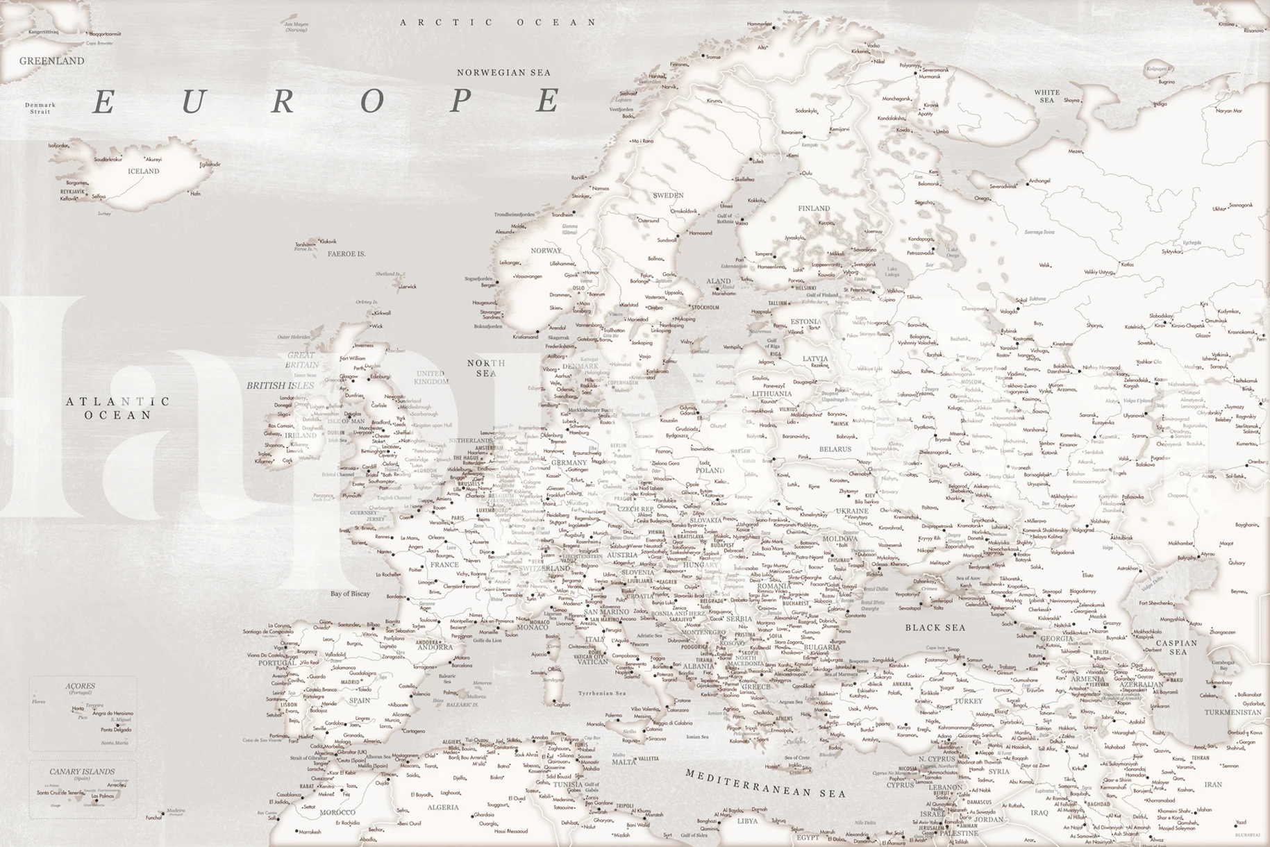 Buy Detailed Europe Map Lysander Wallpaper Online - Happywall