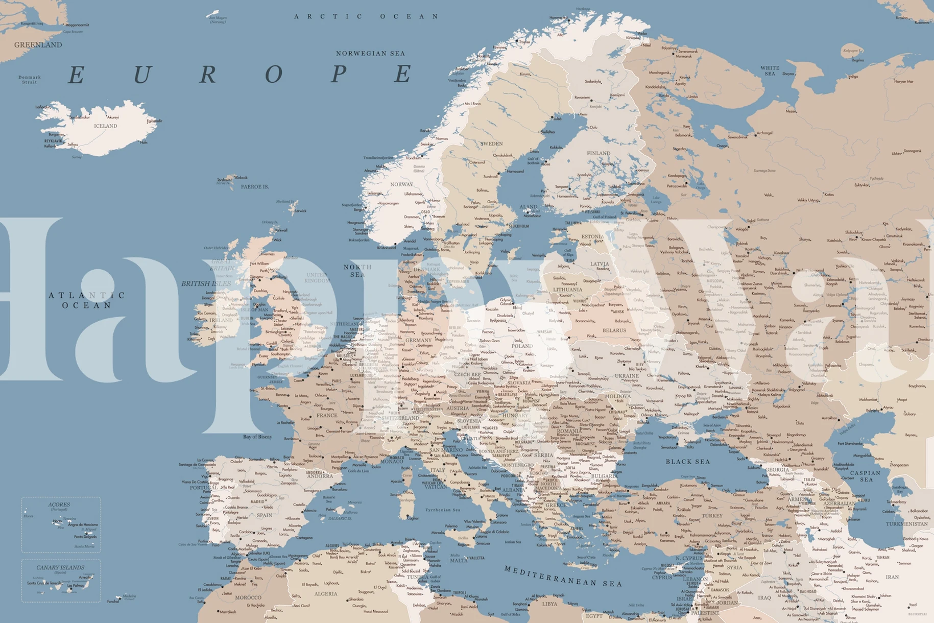 Detailed Europe Map Amias Wallpaper | Happywall.com