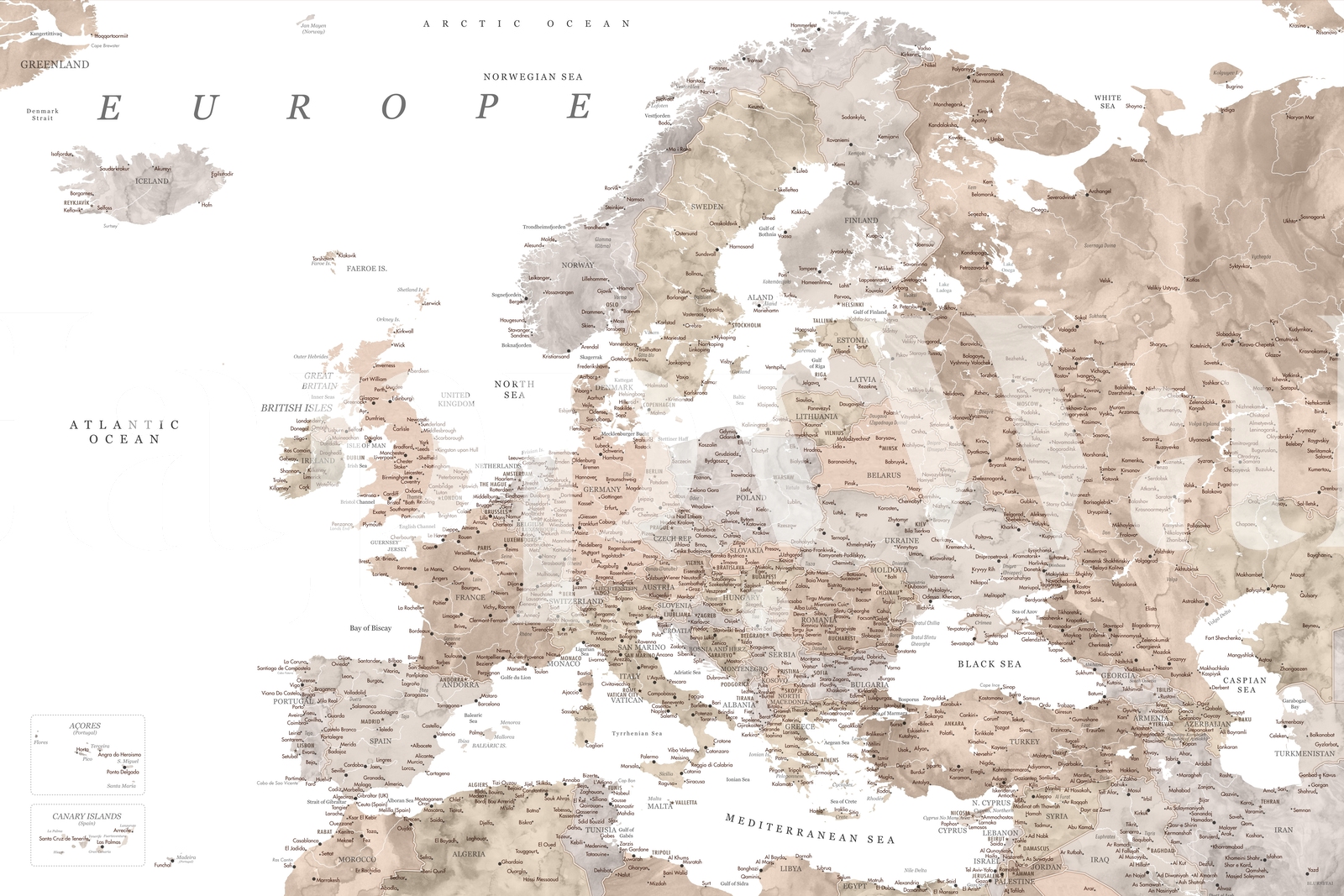 Buy Detailed Europe Map Abey Wallpaper | Happywall