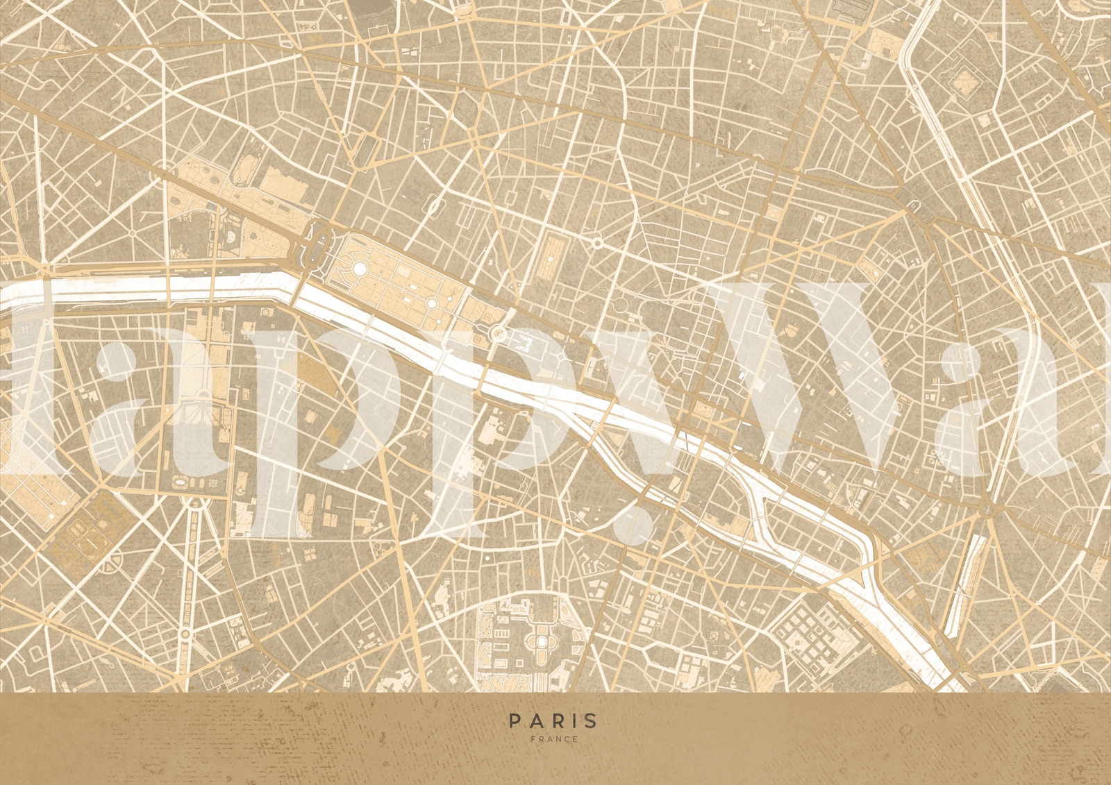 Vintage Sepia Map Wallpaper of Paris
