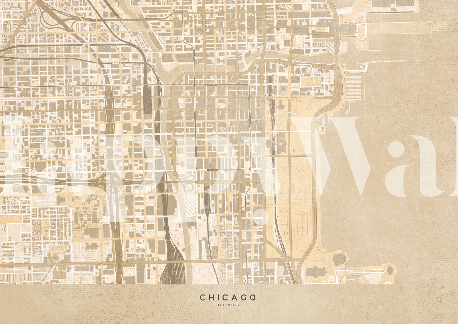 Vintage Chicago Map Wallpaper