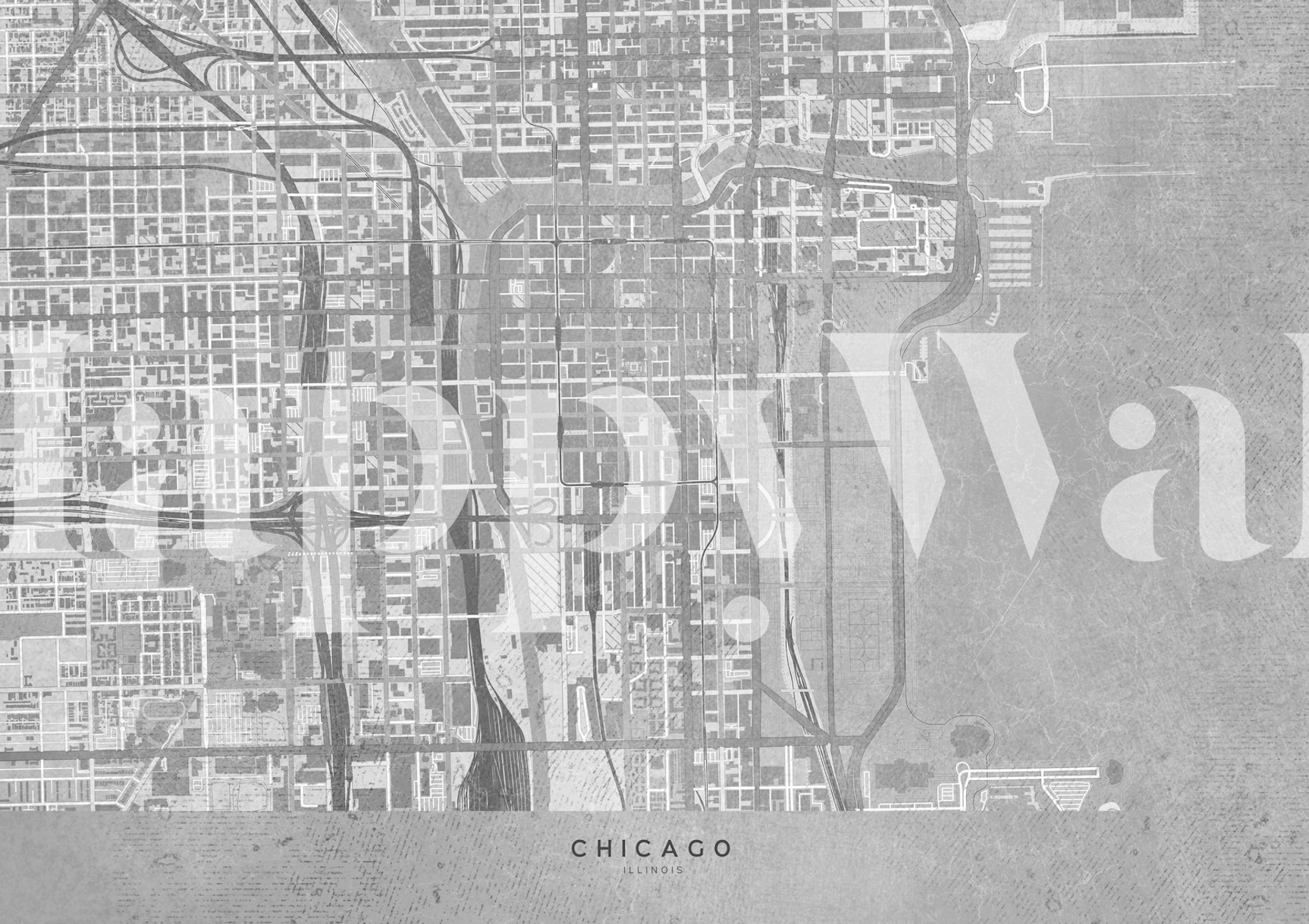 Gray Vintage Chicago Map Wallpaper - Buy Online | Happywall
