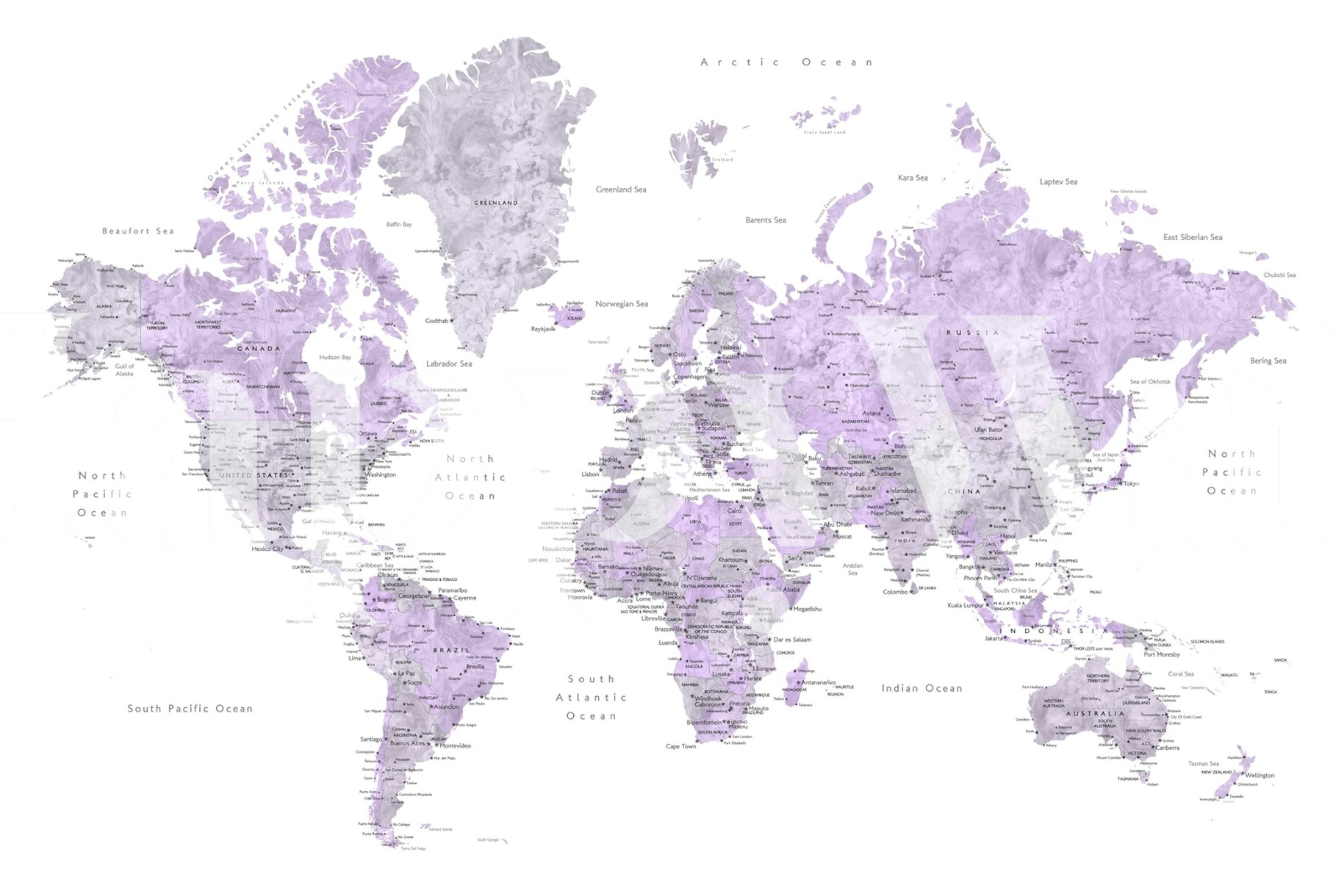Mapa świata z miastami Tanya tapety | Happywall