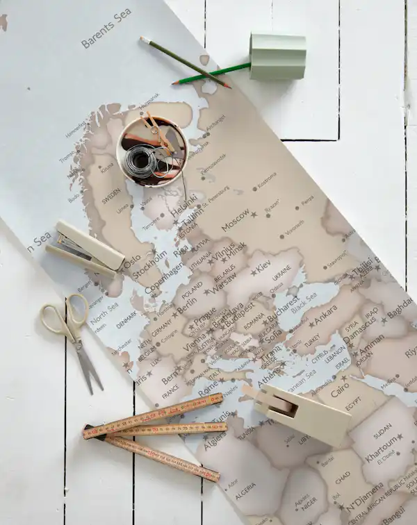 Renisha world map with cities wallpaper - Happywall
