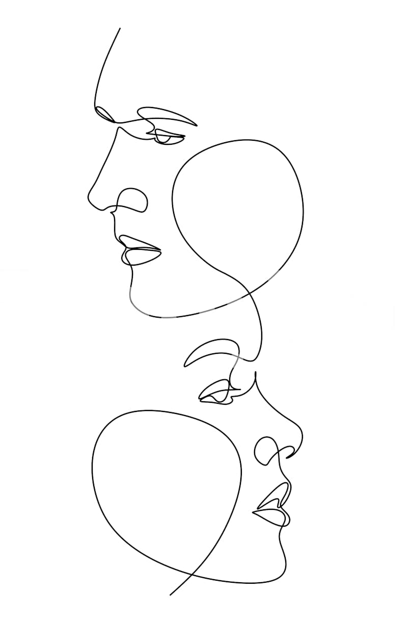 Man and woman Line Art wallpaper - Happywall